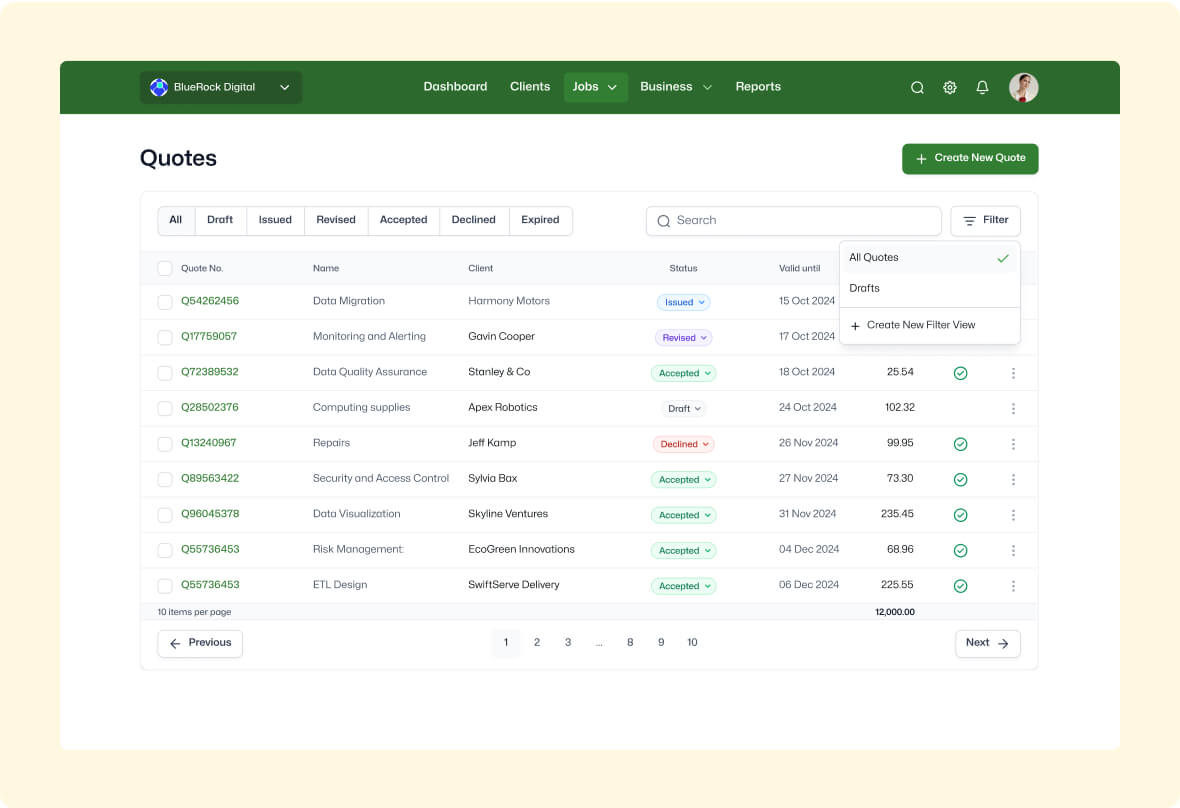 Job Estimating and Quoting Software